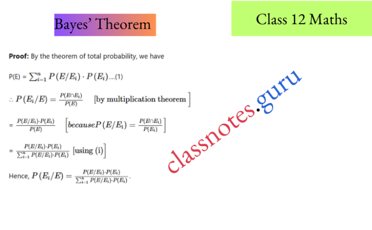 Wbchse Solutions For Class 12 Maths Bayes Theorem And Its Applications Class Notes