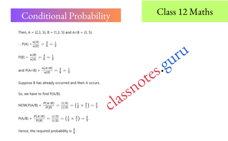 WBCHSE Solutions For Class 12 Maths Probability - Class Notes