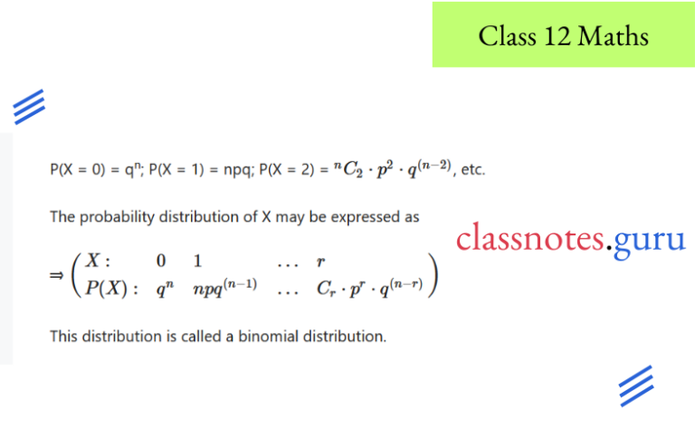 WBCHSE Solutions For Class12 Maths Binomial Distribution Formula in Probability with Examples ...