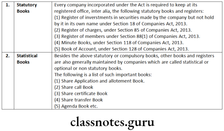 CS Company Law Registers And Records Question and Answers - Class Notes