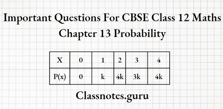 Important Questions For CBSE Class 12 Maths Chapter 13 Probability ...