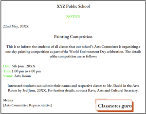 NCERT Class 6 English Notice Writing - Class Notes