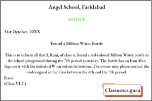 NCERT Class 6 English Notice Writing - Class Notes